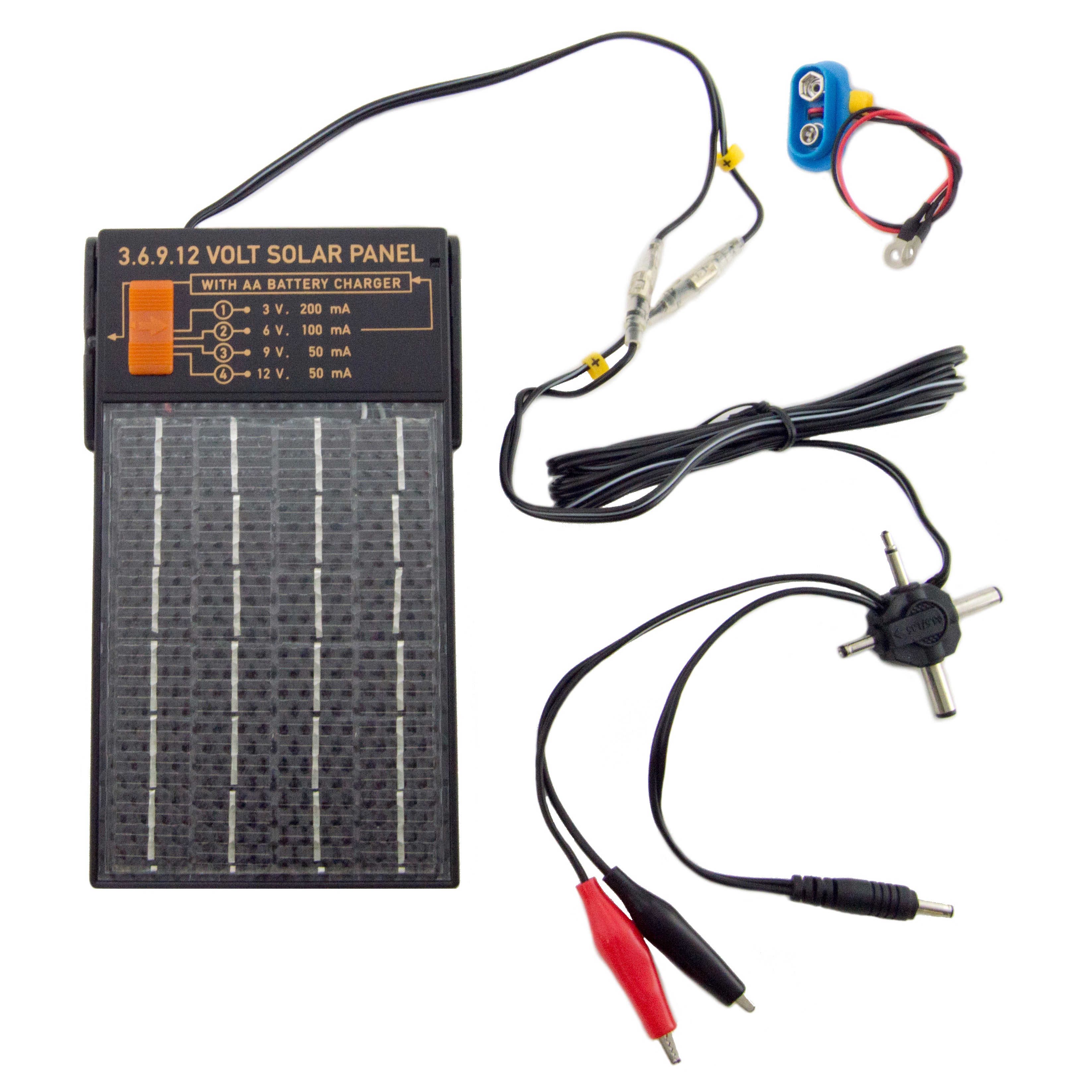3V, 6V, 9V, and 12V Solar Device Charger with AA and 9 Volt Battery Ch ...