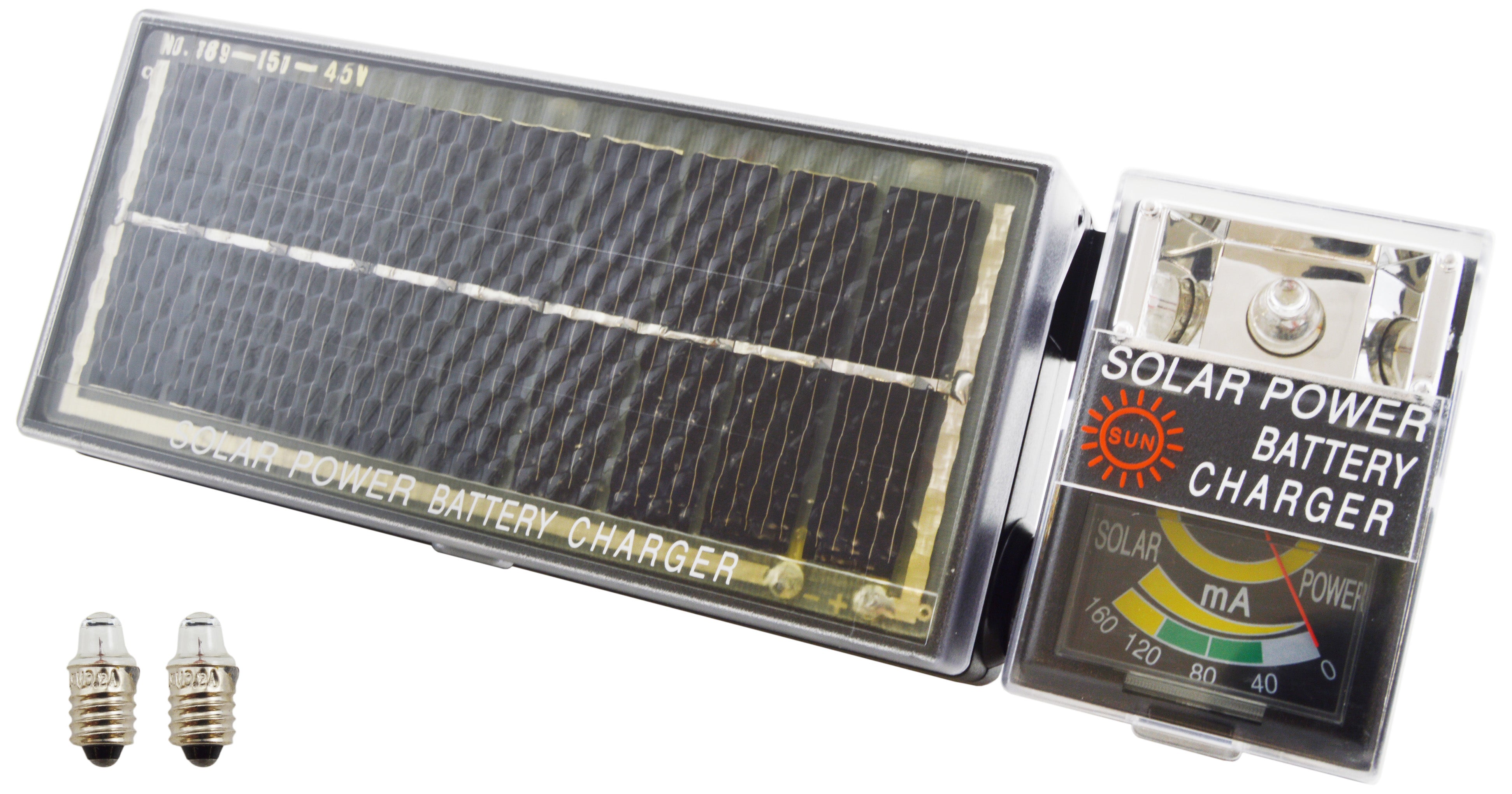 Solar Battery Charger with Sunlight Strength Meter and Built-in Light ...
