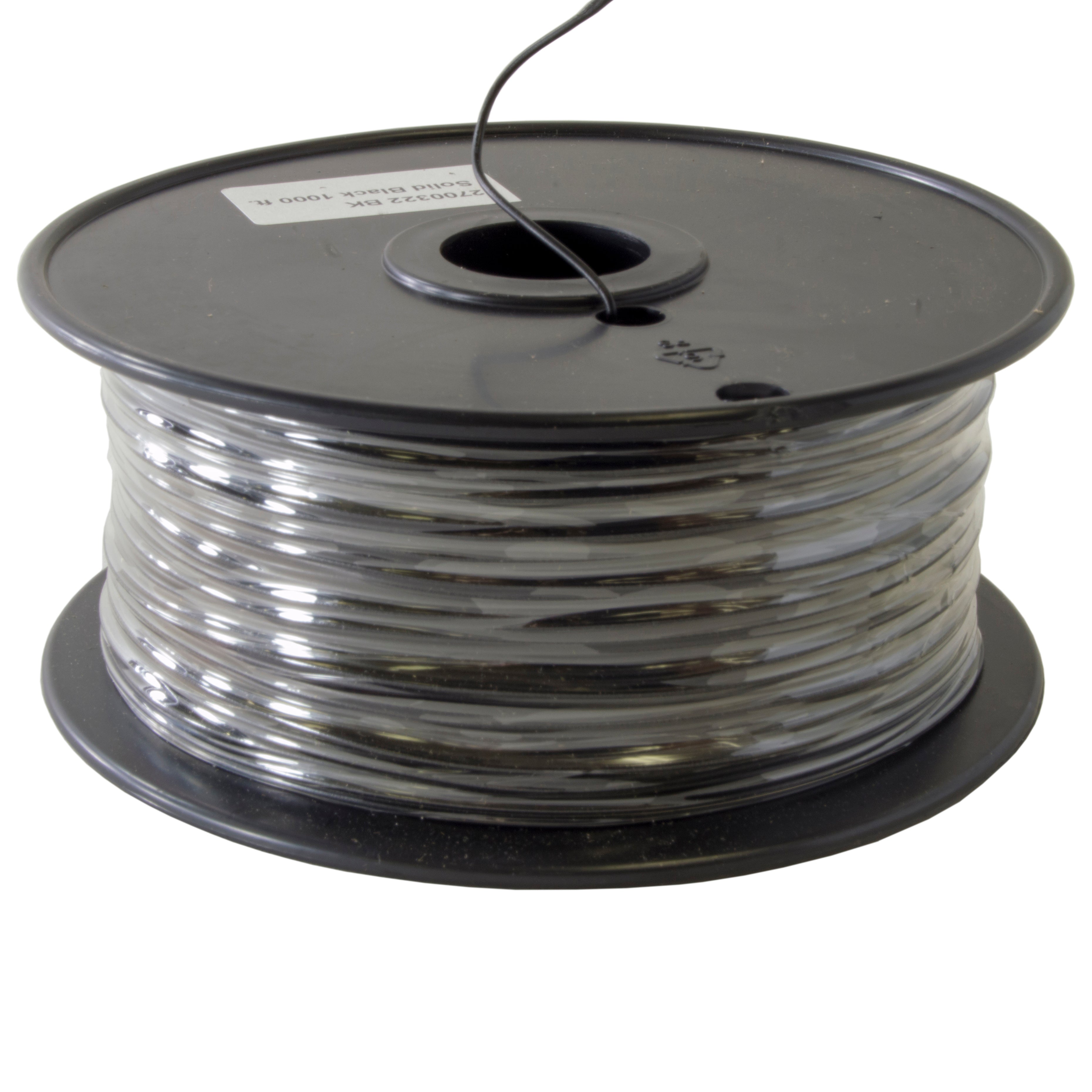 1,000 Feet Black 22 Gauge Solid Hook-Up Wire, Tinned Copper, PVC Insul ...