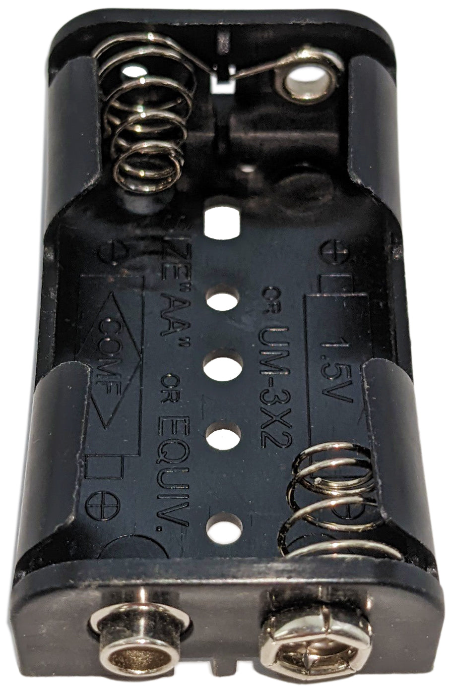 2 "AA" Battery Holder with Snap Connector, Plastic Case (2.34" x 1.25 ...