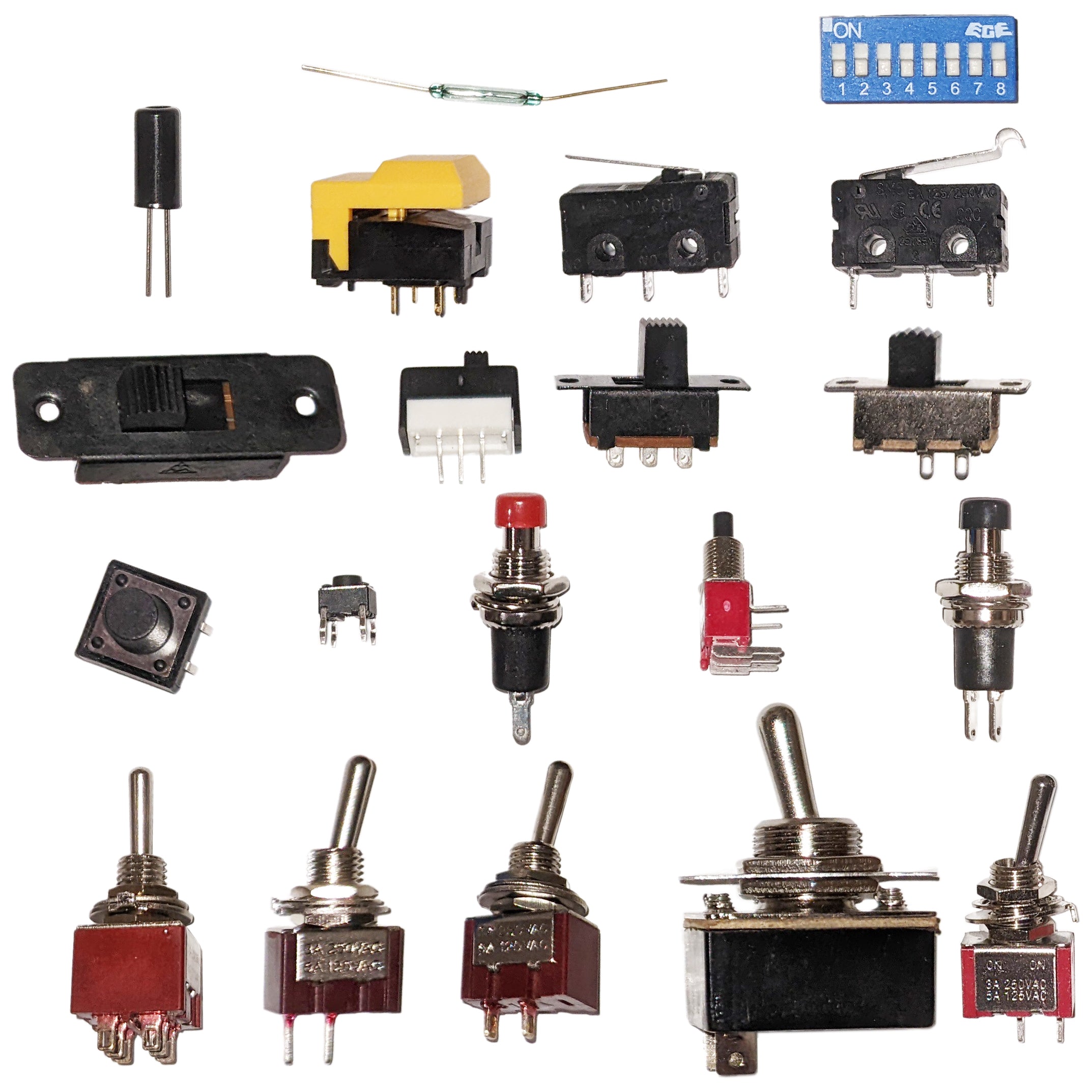 20 Piece Electrical Switch Assortment for Prototyping and Experimentat ...