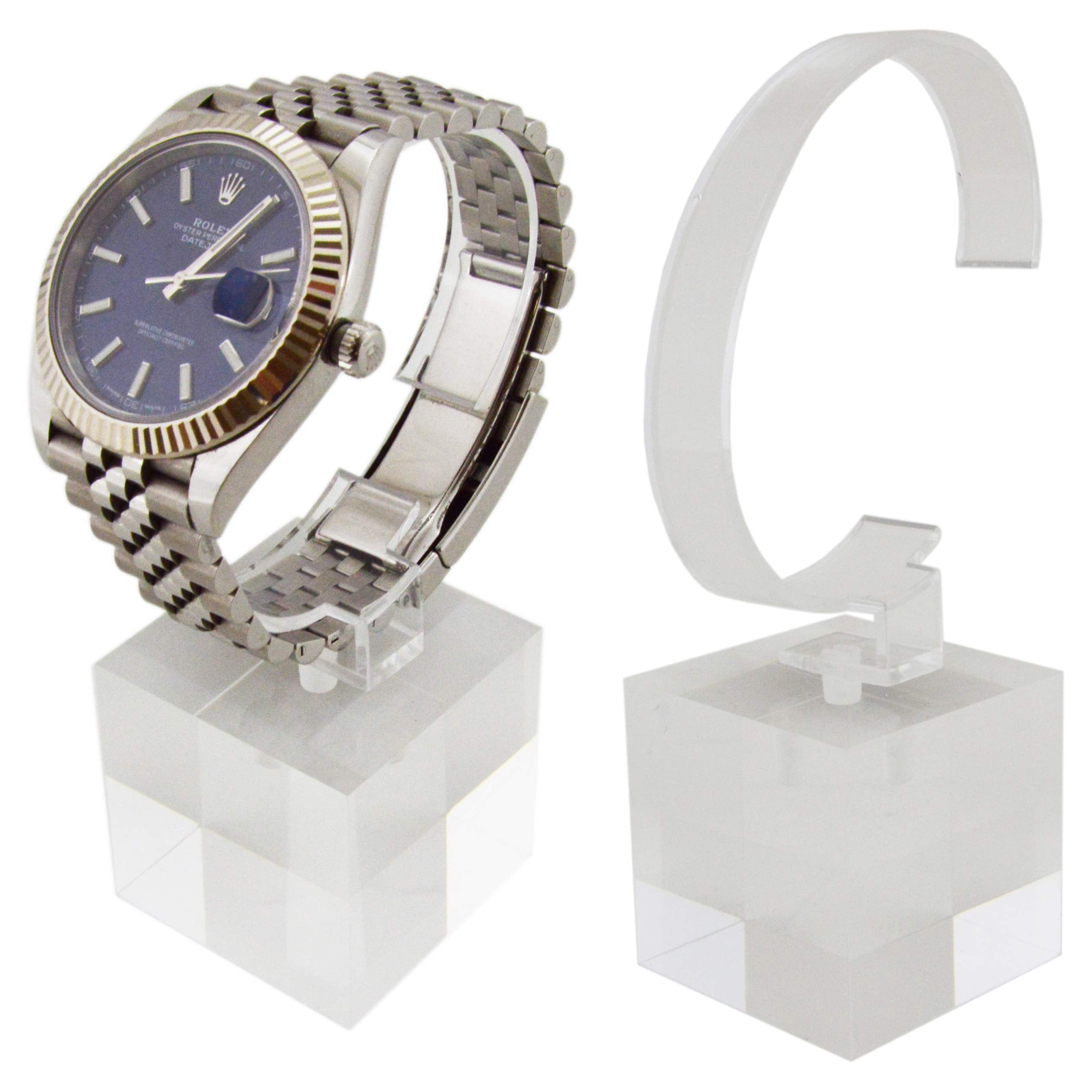 2 Pack of Crystal Clear Watch Stands with Sturdy Acrylic Weighted Base ...