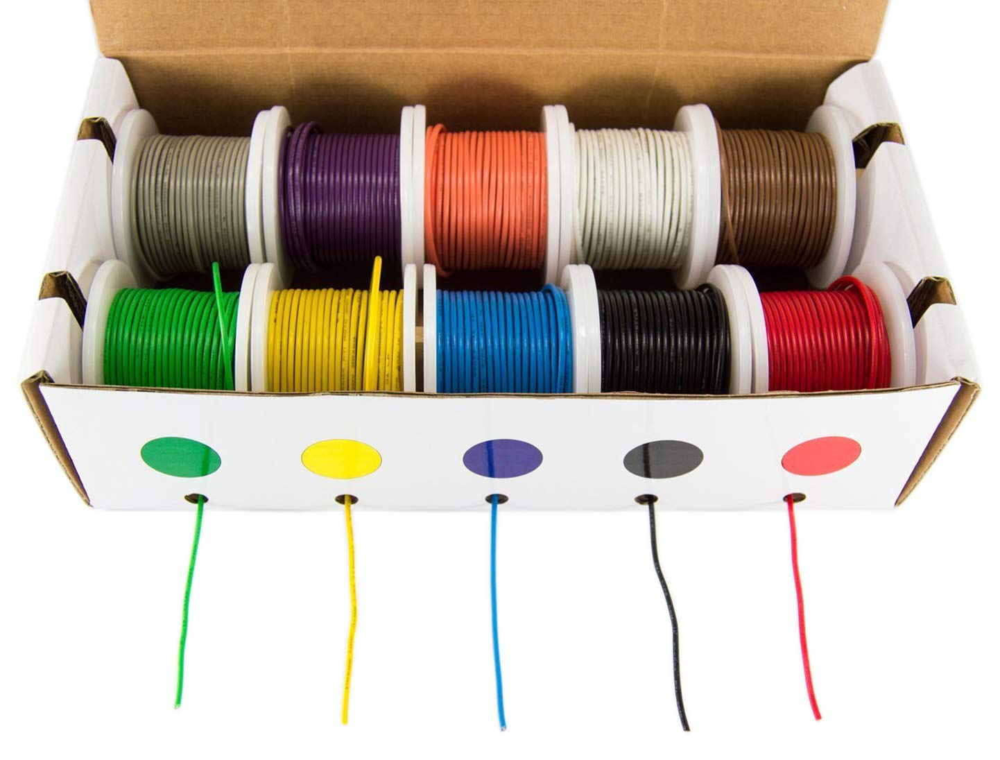 22 Gauge Hook Up Wire Kit - Solid Wire, Tinned Copper - Includes 10 Di ...