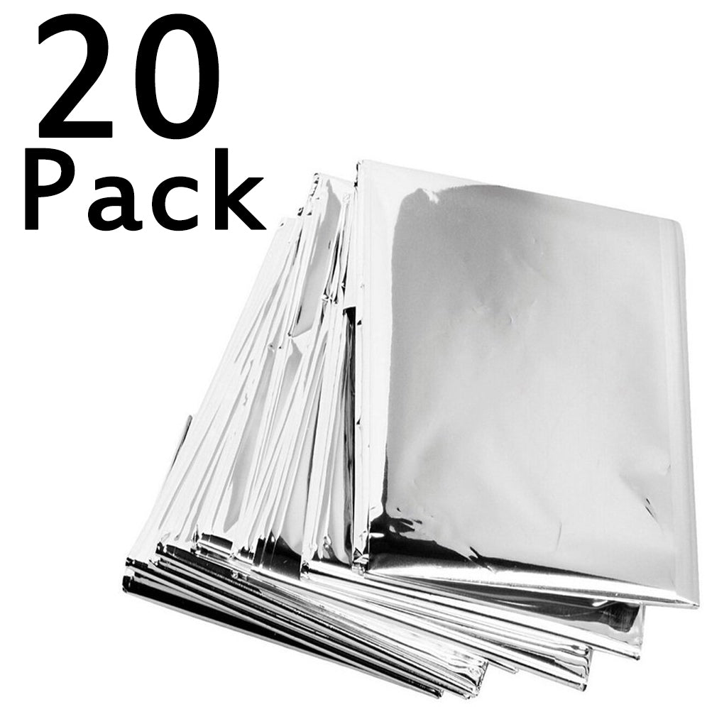 20 Pack Emergency Mylar Thermal Blankets, Individually Sealed, 54" x 8 ...