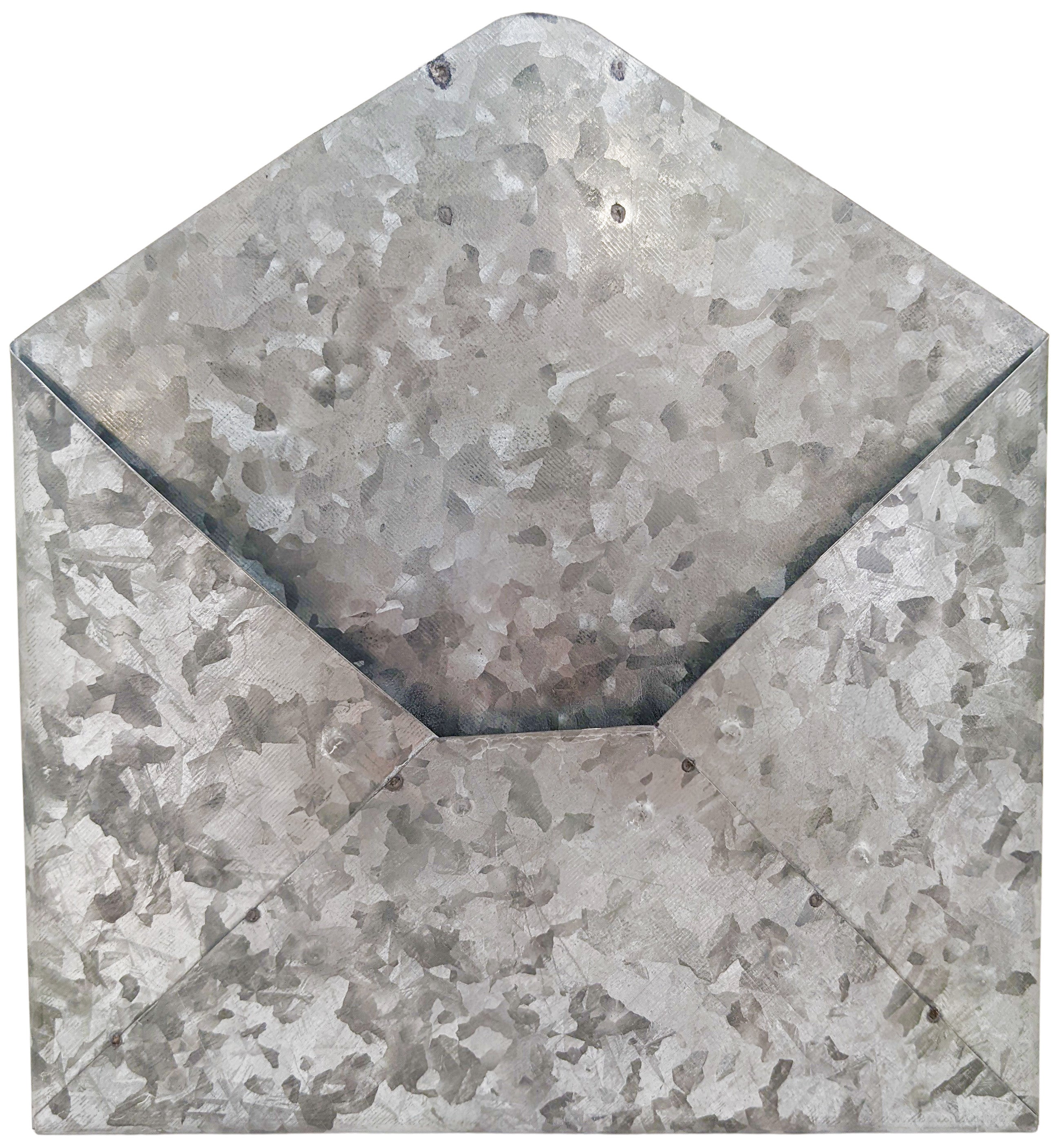 Galvanized Metal Hanging Envelope Shaped Mail Holder Wall File - Rusti ...