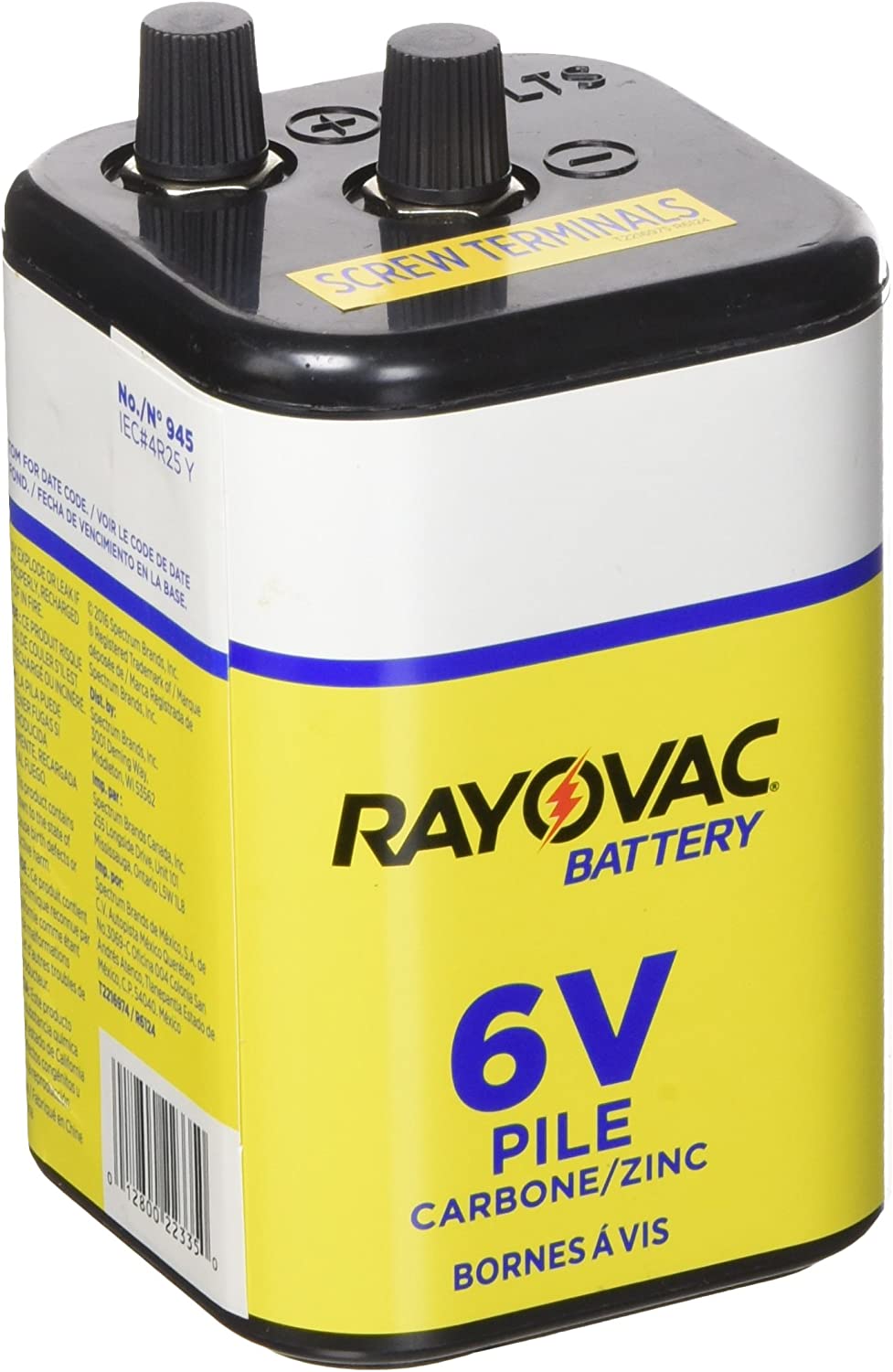 Rayovac 6-Volt Heavy Duty Lantern Battery with Screw Terminals (945R4C ...