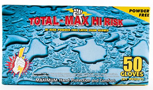 Total Max Hi-Risk 50 Count X-Large Powder-Free Latex Gloves, 15 Mil ...