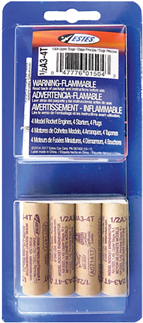 Estes 1/2A3-4T Mini Rocket Engine Pack (4 Engines) – SciencePurchase