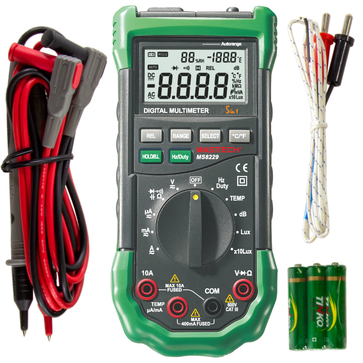 Mastech MS8229 Auto-Range 5-in-1 Multi-functional Digital Multimeter ...