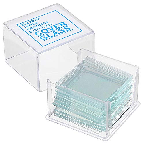 100 Count 22x22mm Cover Glass Slips for Microscope Slides (.13 to .17m ...