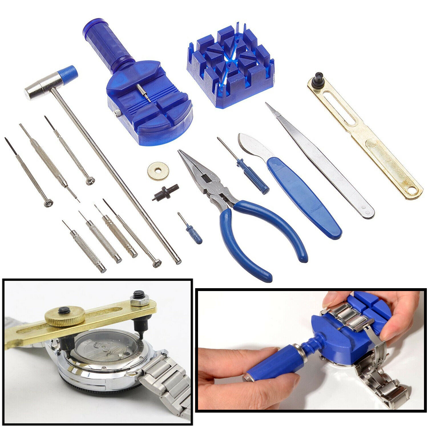16 Piece Watch Repair Kit - Open Watch Backs, Change Bands, Replace Ba ...